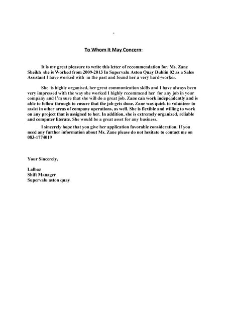 Hossein Reference Letter | PDF