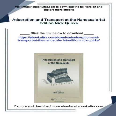 Adsorption and Transport at the Nanoscale 1st Edition Nick Quirke | PDF