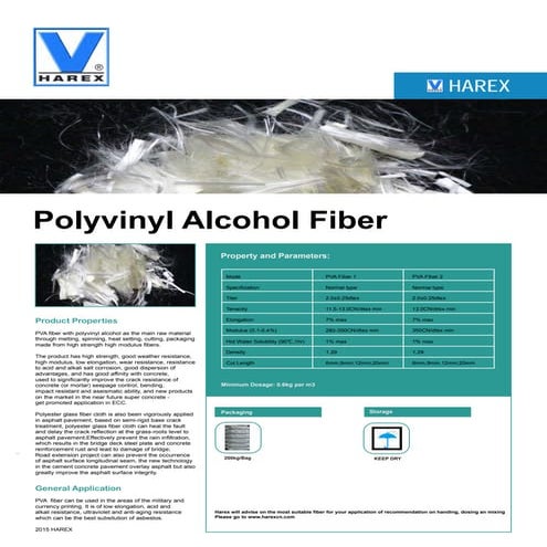 Datasheet of Polyvinyl Alcohol Fiber 2015 | PDF