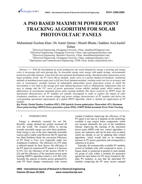Solar PV Model With MPPT (P & O method) | PPTX