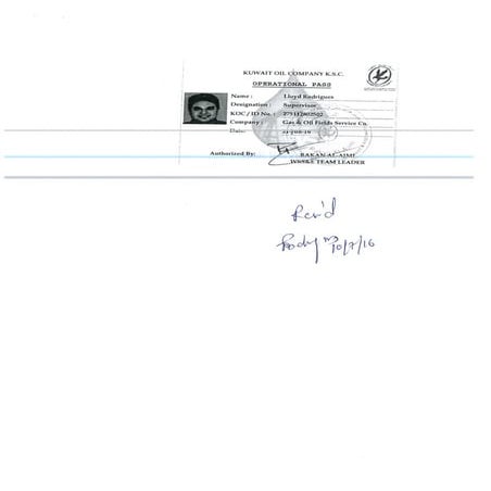 Permit to Work KOC ID - Lloyd Rodrigues | PDF