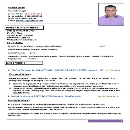 Ahmed Elsayed Salem CV | PDF