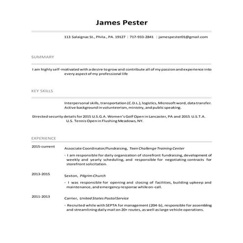 James Pester Resume 2016 | DOCX