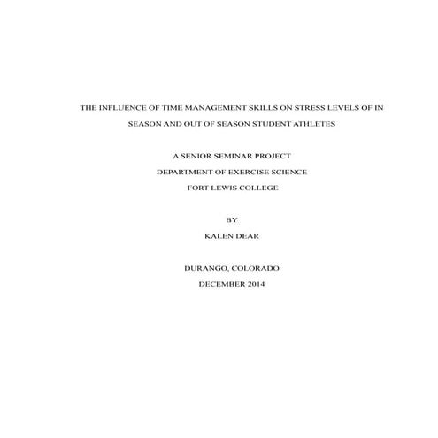 Senior Seminar Thesis | PDF | College Education | Education