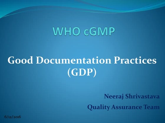 Good Documentation Practice (GDP) | PPT