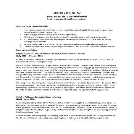 Sharon Gostling CV | DOCX