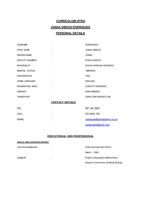 MADA MWIMBI CV | PDF