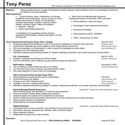 TonyPerez CWI Resume | PDF