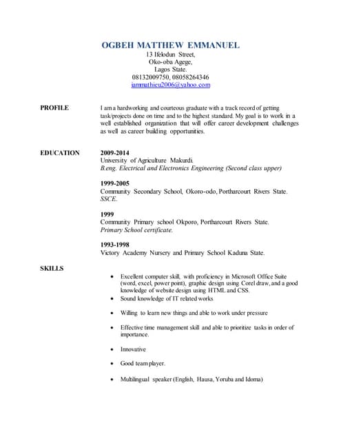 UNEGBU IJEOMA ESTHER CV | DOCX