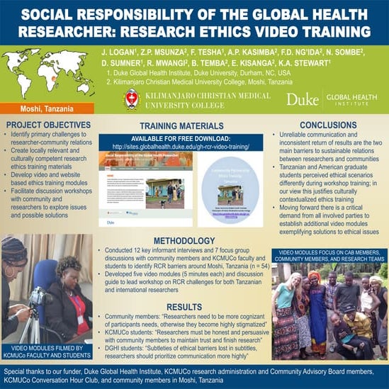 Ethics research poster DGHI KCMC | PPT