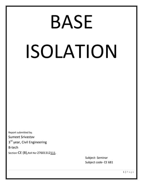 Simple Presentation Of BASE ISOLATION | PPTX | Geology | Science