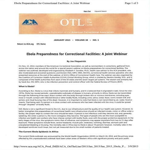 Joe Fitzpatrick_January 2015 OTL_Ebola Webinar | PDF