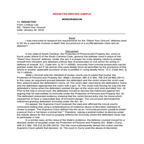 Stand Your Ground Memo | DOCX