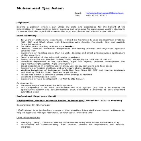 Resume - Ijaz Aslam | DOCX