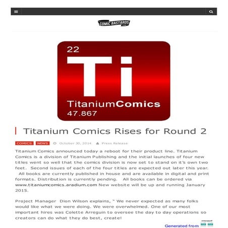 Titanium Comics Rises for Round 2 | PDF