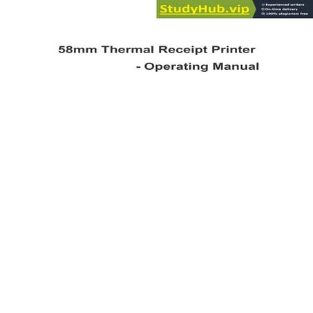 58Mm Thermal Receipt Printer -Operating Manual | PDF