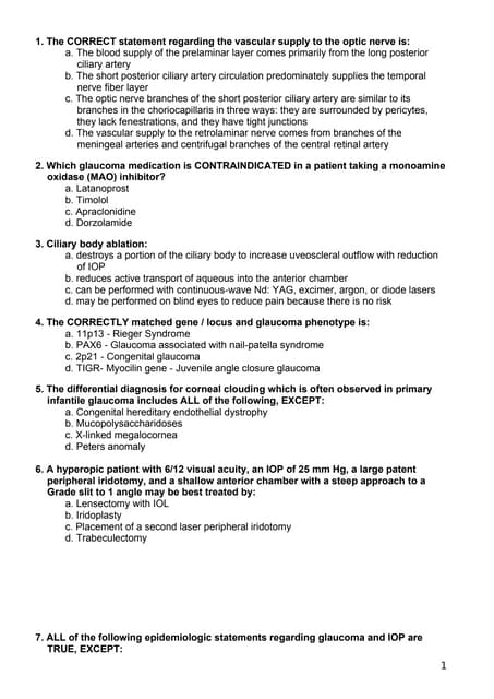 118 ophthalmology Questions & Answers - MCQ | DOCX