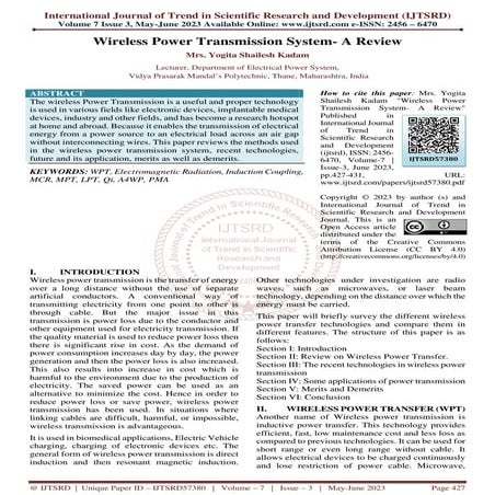 Wireless Power Transmission System A Review | PDF