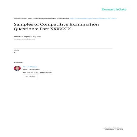 Samples of Competitive Examination Questions: Part XXXXXIX | PDF
