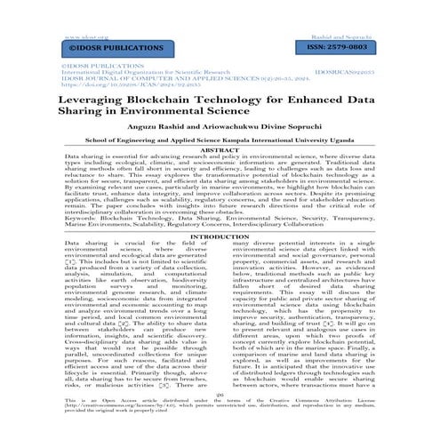 Leveraging Blockchain Technology for Enhanced Data Sharing in Environmental Science (www.kiu.ac ...