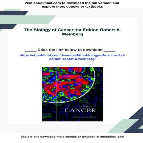 The Biology of Cancer 1st Edition Robert A. Weinberg | PDF