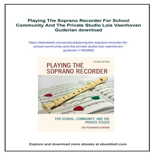 Playing The Soprano Recorder For School Community And The Private ...
