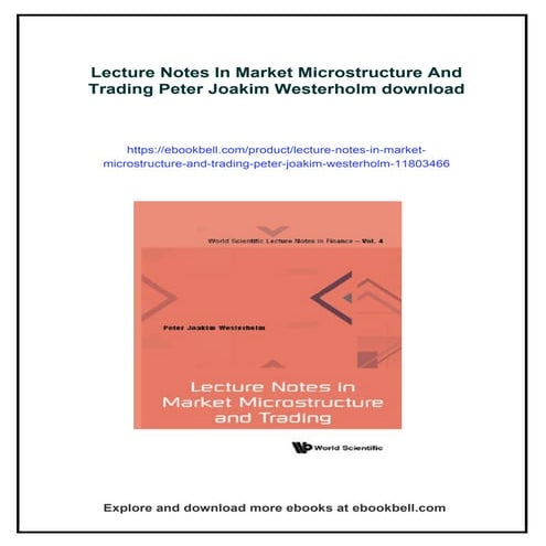 Lecture Notes In Market Microstructure And Trading Peter Joakim ...