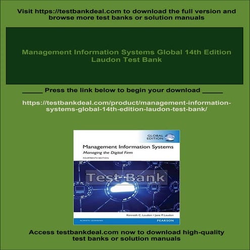 Management Information Systems Global 14th Edition Laudon Test Bank | PDF