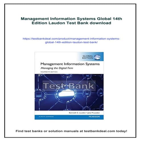 Management Information Systems Global 14th Edition Laudon Test Bank | PDF