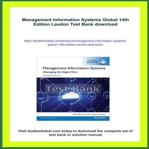 Management Information Systems Global 14th Edition Laudon Test Bank | PDF