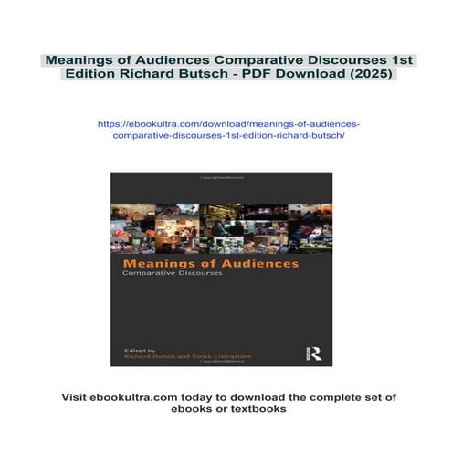 Meanings of Audiences Comparative Discourses 1st Edition Richard Butsch ...