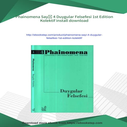 Phainomena Sayı 4 Duygular Felsefesi 1st Edition Kolektif | PDF