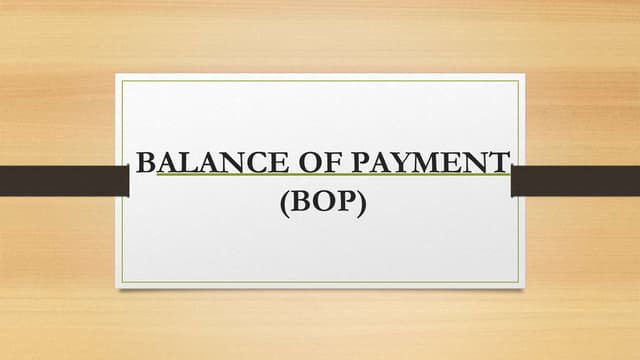 Balance of payment | PPTX