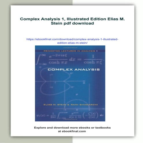 Complex Analysis 1, Illustrated Edition Elias M. Stein | PDF