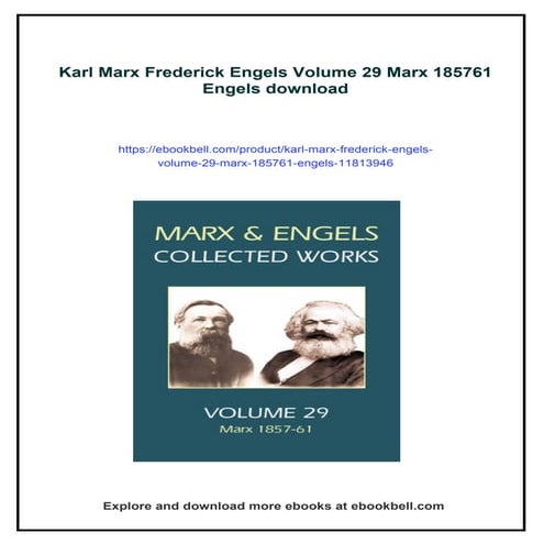 Karl Marx Frederick Engels Volume 29 Marx 185761 Engels | PDF