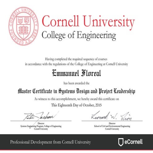 Master Certificate Cornell EF | PDF