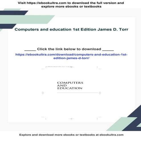 Computers and education 1st Edition James D. Torr | PDF
