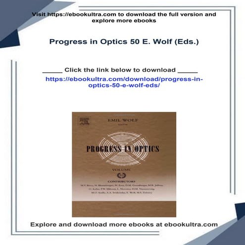 Download full ebook of Progress in Optics 50 E. Wolf (Eds.) instant ...