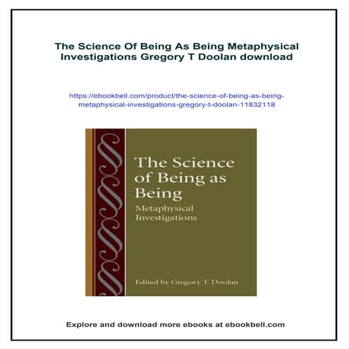 The Science Of Being As Being Metaphysical Investigations Gregory T ...