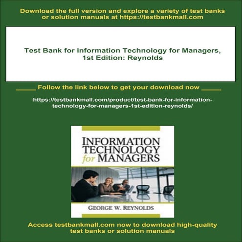 Test Bank for Information Technology for Managers, 1st Edition ...