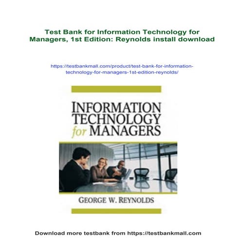 Test Bank for Information Technology for Managers, 1st Edition ...