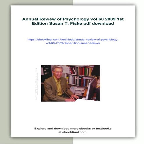 Annual Review of Psychology vol 60 2009 1st Edition Susan T. Fiske | PDF