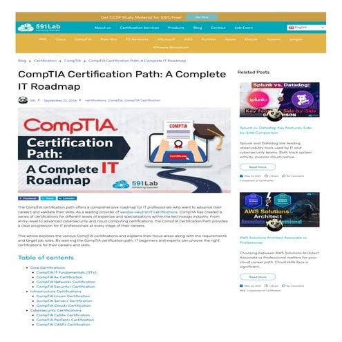 CompTIA Certification Path: A Complete IT Roadmap – My 591Lab | PDF