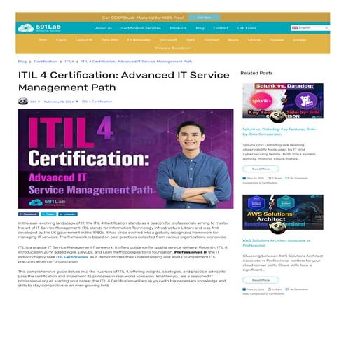 ITIL 4 Certification: Advanced IT Service Management Path | PDF