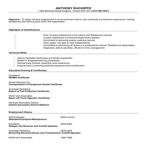 anthony's resume 2015 | RTF