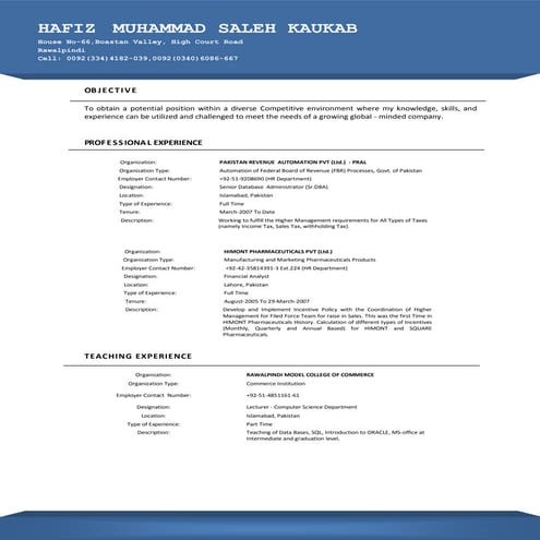 Hafiz Resume | PDF
