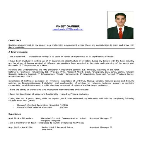 Vineet Gambhir CV | DOCX