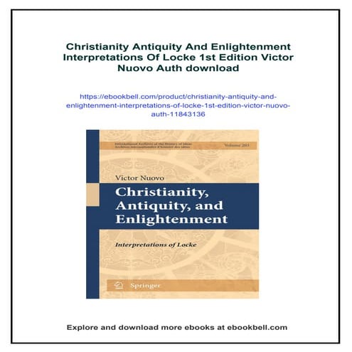 Christianity Antiquity And Enlightenment Interpretations Of Locke 1st ...