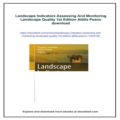 Landscape Indicators Assessing And Monitoring Landscape Quality 1st ...