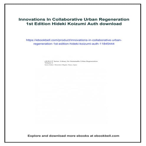 Innovations In Collaborative Urban Regeneration 1st Edition Hideki Koizumi Auth | PDF